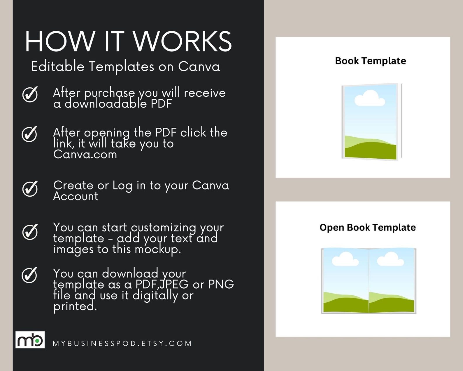 Book Template, Open Book Template, Canva Book and Open Book Template ...