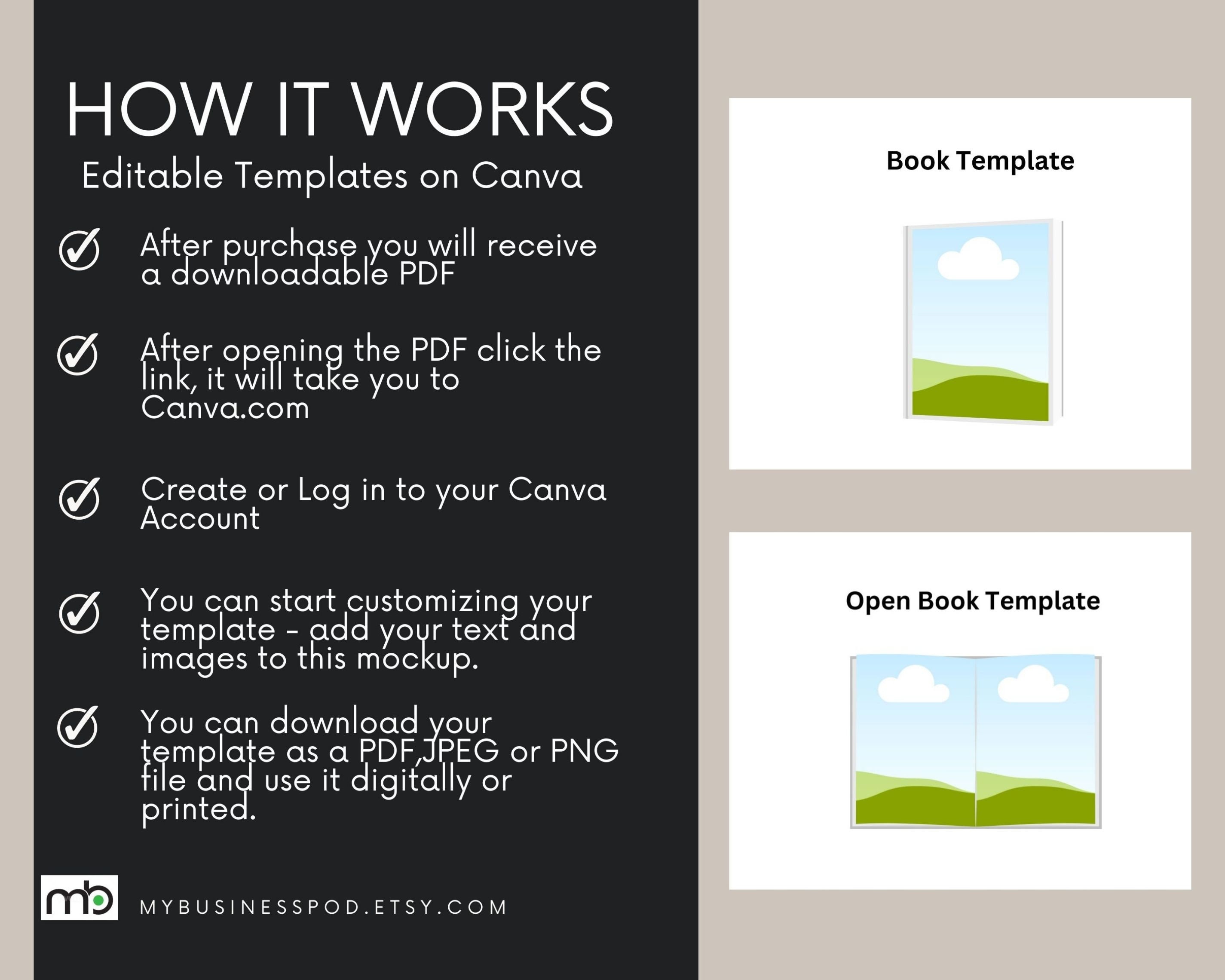 Book Template, Open Book Template, Canva Book and Open Book Template ...