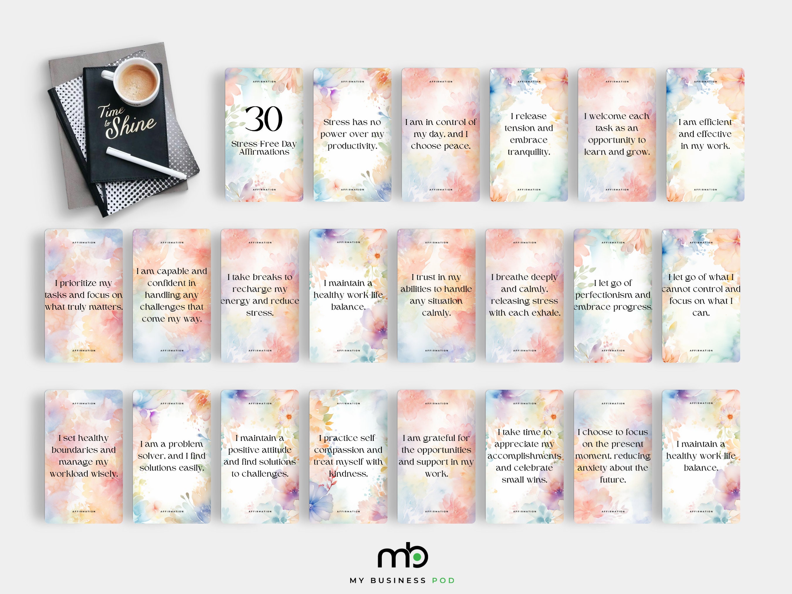 Stress Free Day Affirmations Stress Relief Cards Destress Positive ...