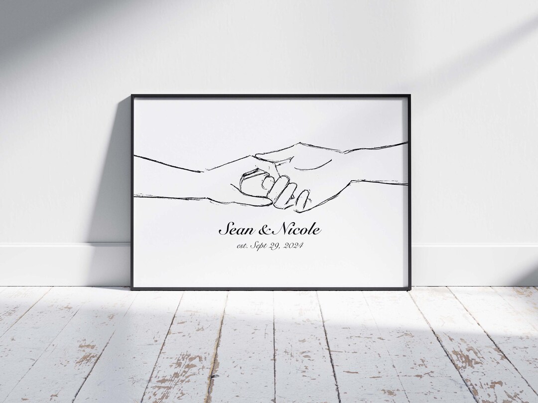 Custom Couples Names/holding Hands/custom Dates/anniversary Gift ...