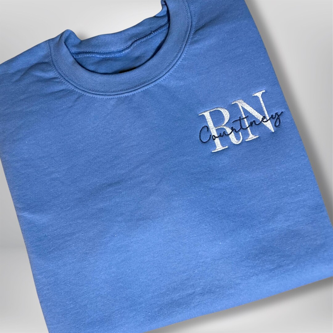 Custom Embroidered Registered Nurse Crewneck Sweatshirt With Credential ...