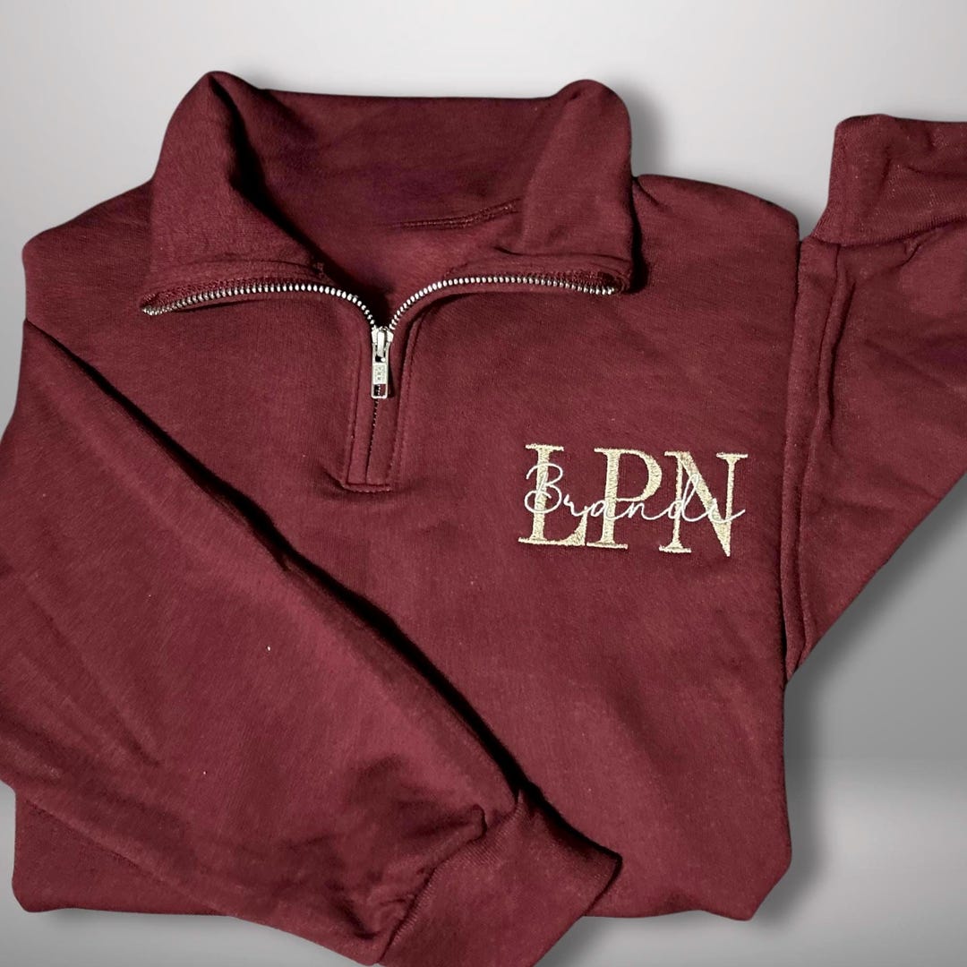 Custom Embroidered LPN Quarter Zip Personalized With Name LPN ...