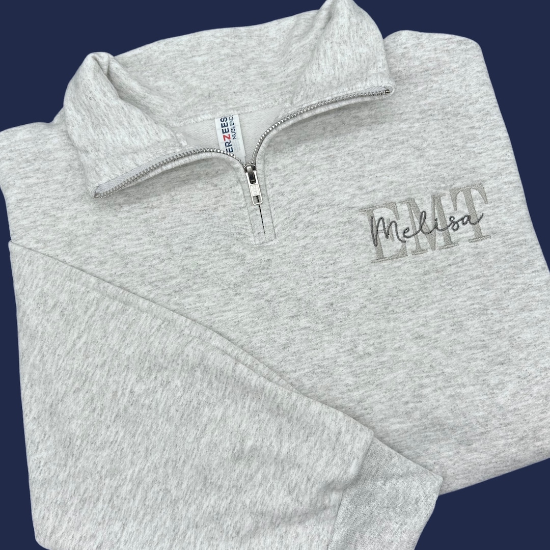 Custom Embroidered EMT Quarter Zip With Credential Acronym and ...