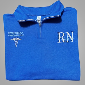 Custom Embroidered Registered Nurse Quarter Zip With Credential and ...
