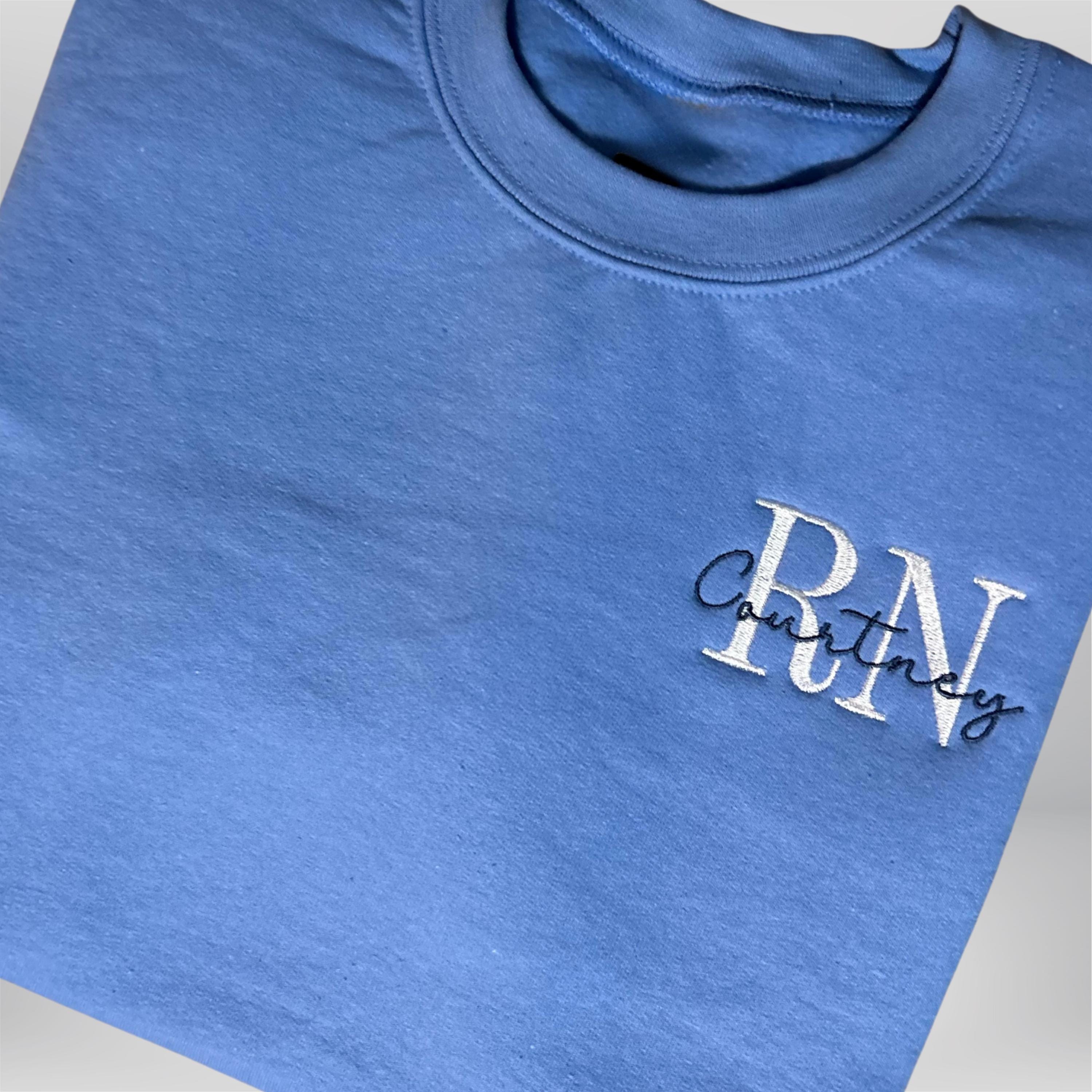 Custom Embroidered Registered Nurse Crewneck Sweatshirt With Credential ...