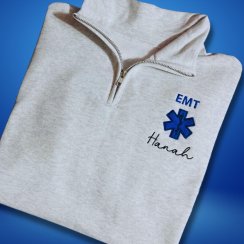 Custom Embroidered EMT Quarter Zip With Name for Paramedic Student ...