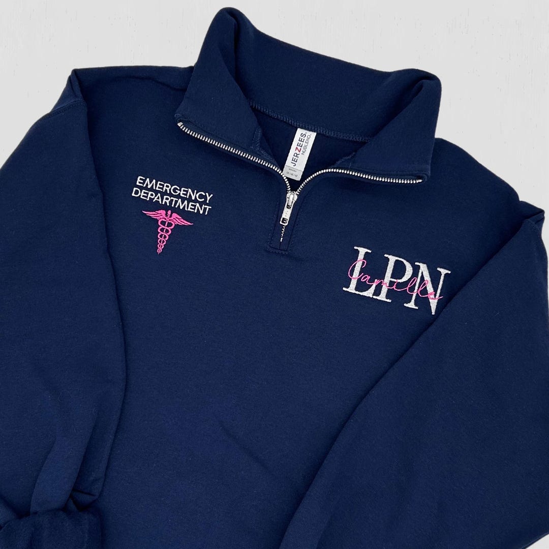 Custom Embroidered Registered Nurse Quarter Zip With Credential and ...