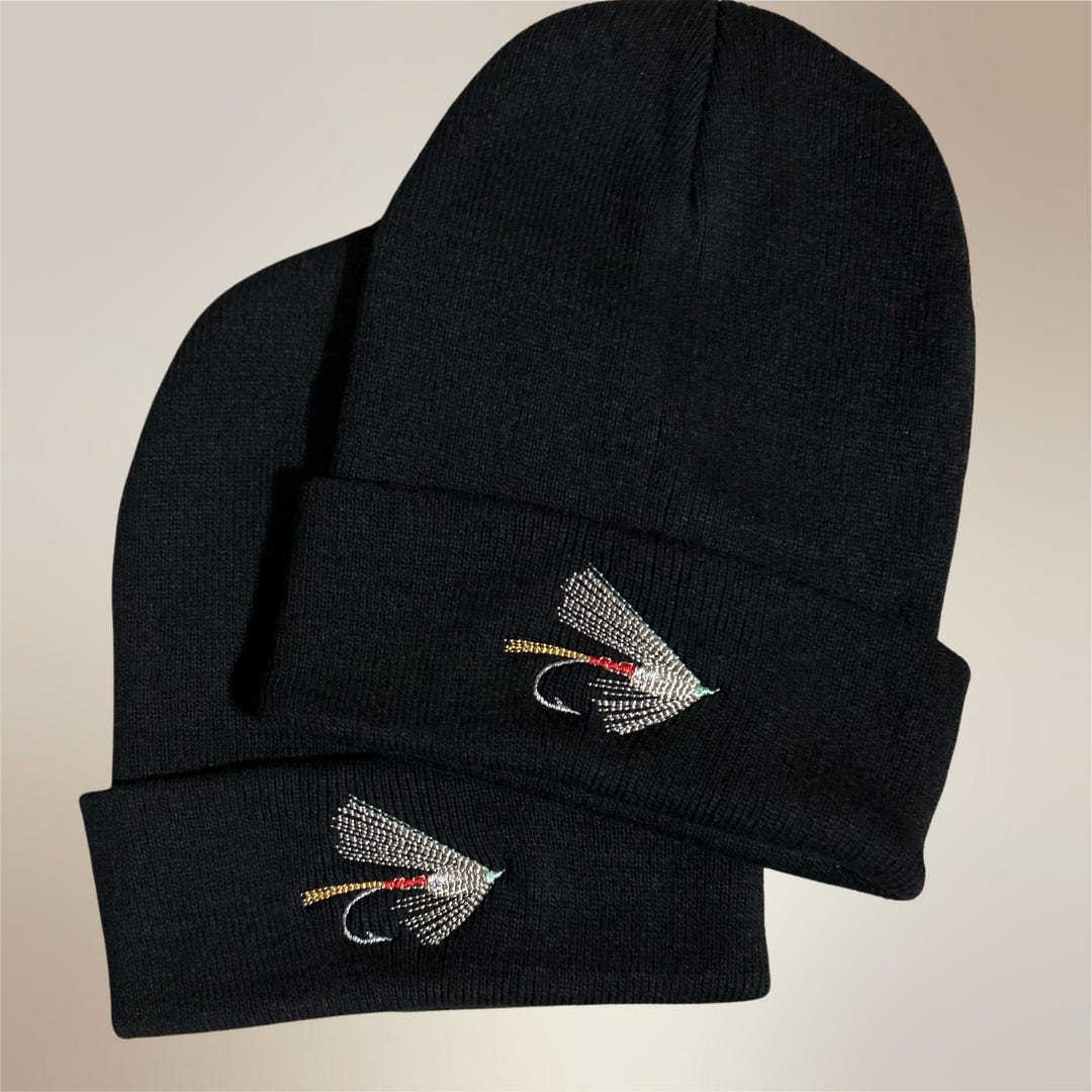 Embroidered Fly Fishing Lure Beanie for Trout Salmon Fisherman ...
