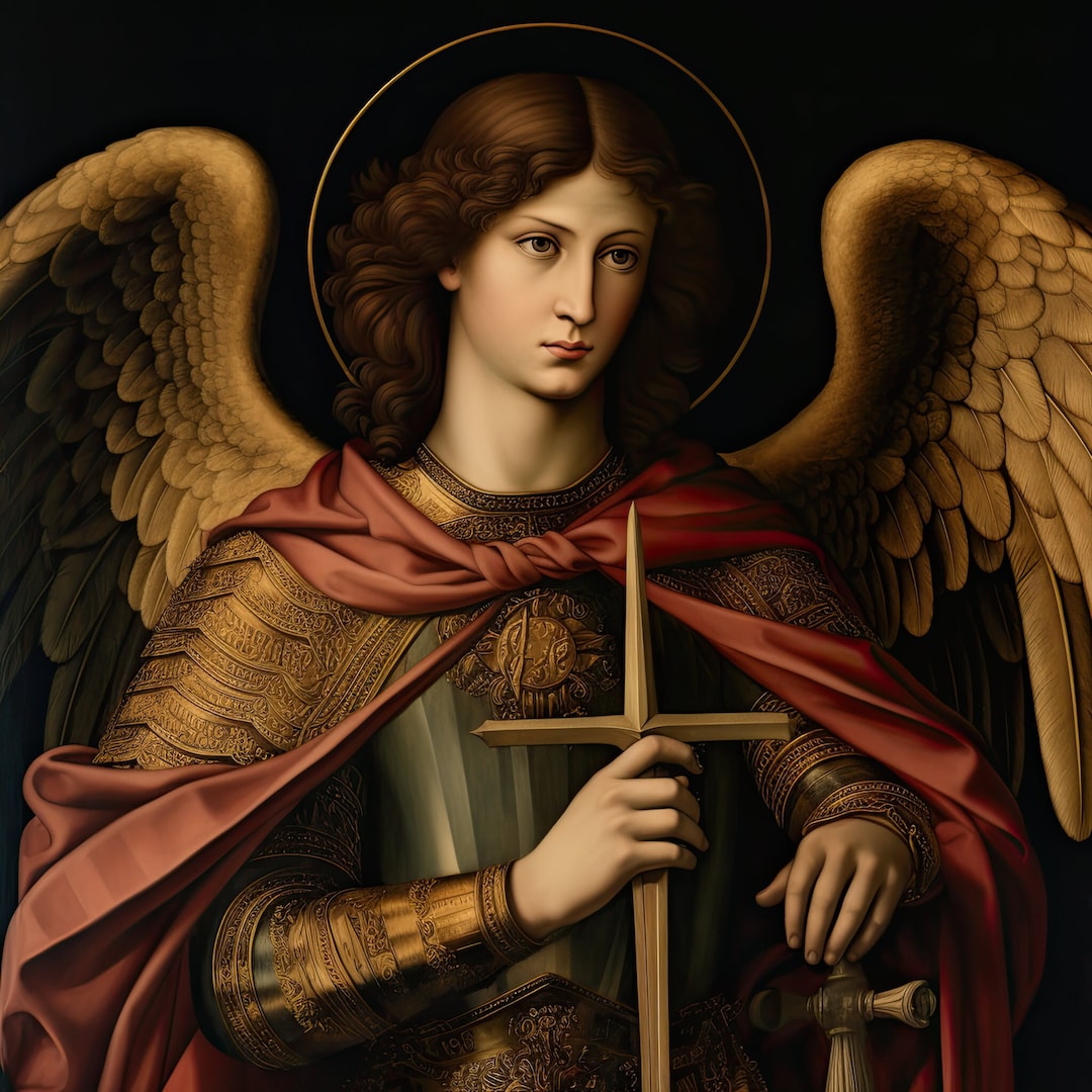 Saint Michael the Archangel, Holding a Cross, Digital Download - Etsy
