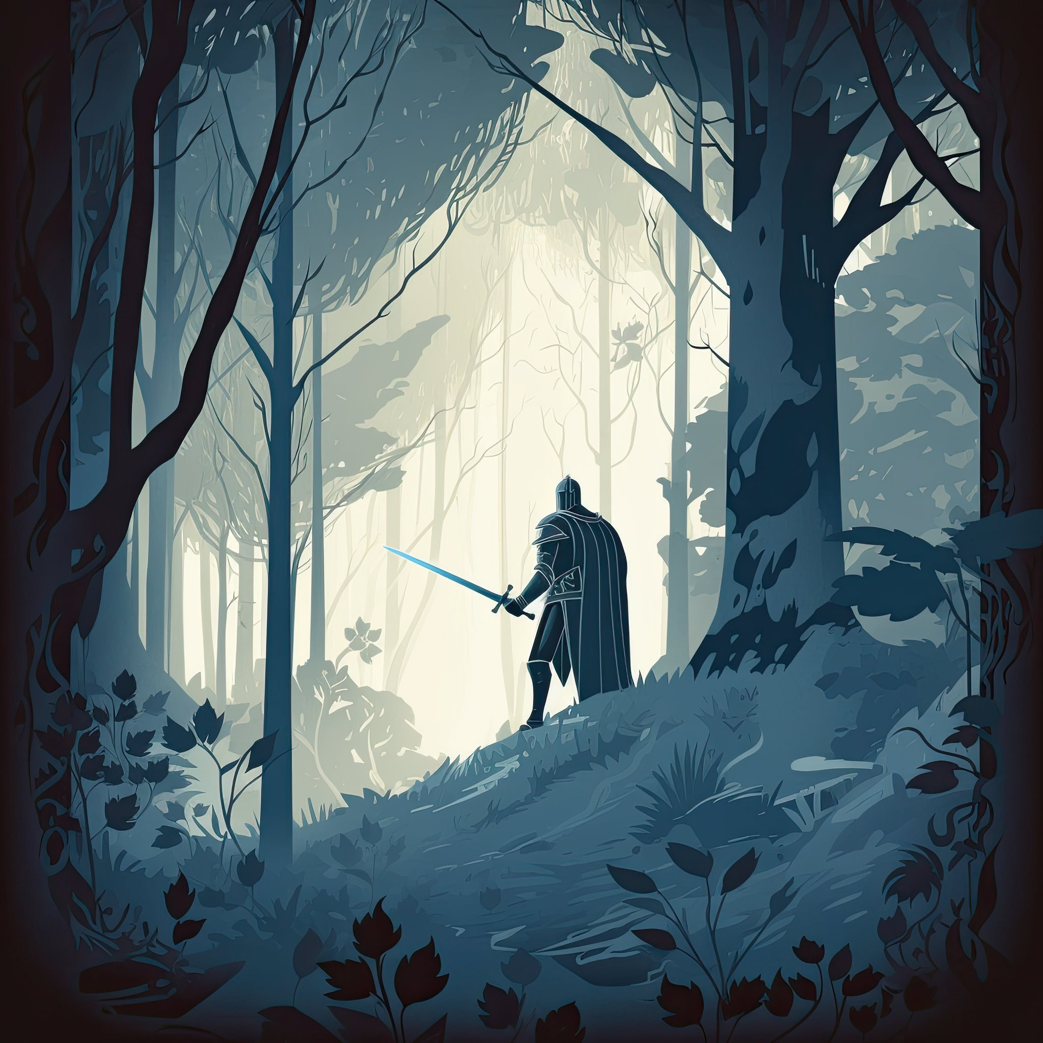 Medieval Knight in a Forest, Abstract Style, Digital Download - Etsy