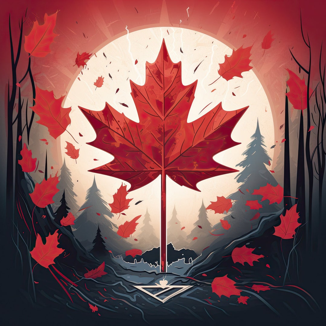 Canada, Canadian Maple Leaf, Great North, Forest, Wind, Digital ...