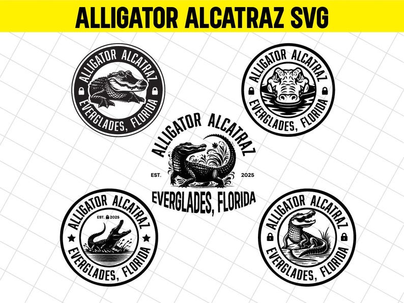 Alligator Alcatraz SVG Bundle, Laser Engraving, Leather Hat Patch ...