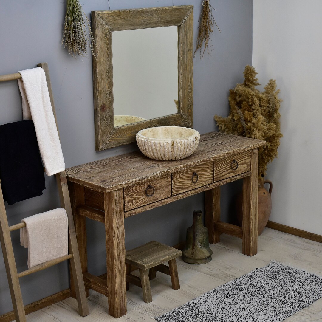 Bathroom Sink Vanity Table With Drawers Medieval Vanity Handmade ...