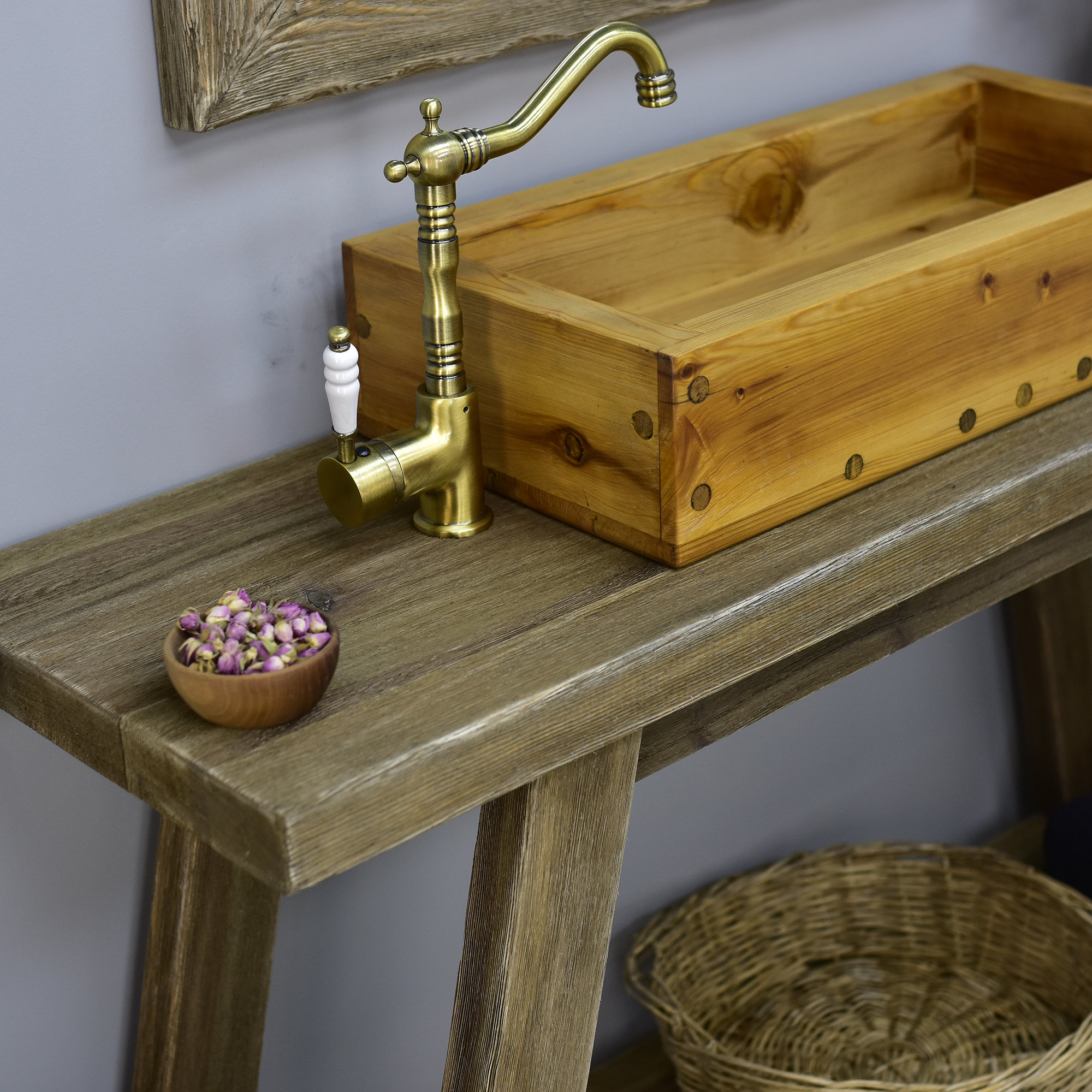 Rustic Bathroom Sink Vanity Reclaimed Wood Live Edge Vanities Sink ...
