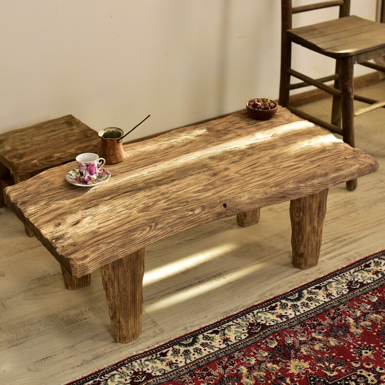 Rustic Coffee Table Handmade for Living Room Live Edge Side Table Wood Rustic Mid Century ...