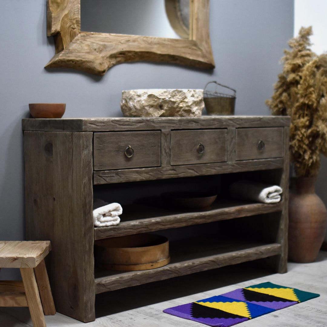 Bathroom Sink Vanity Table Vanity Handmade Wood, Reclaimed Wood Live ...
