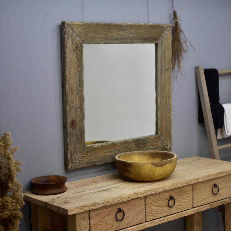Rustic Mirror, Wooden Mirror, Natural Wood Mirror, Farmhouse Mirror ...
