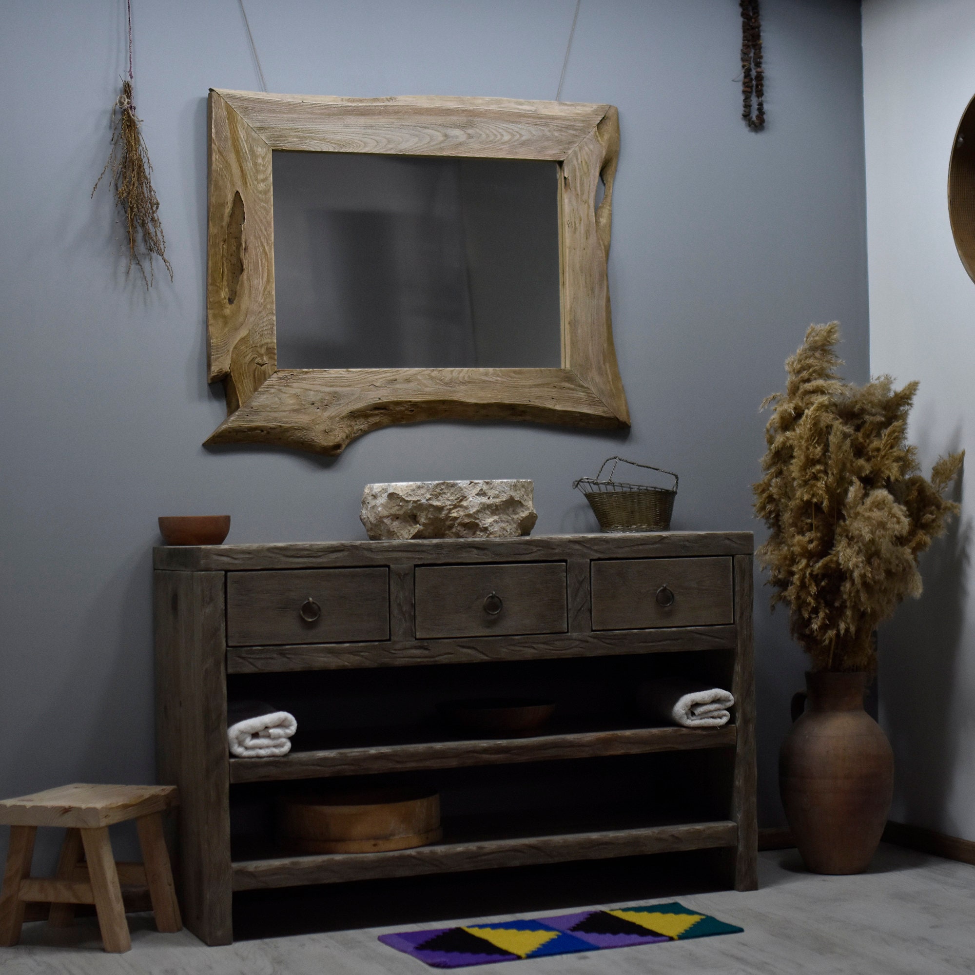 Bathroom Sink Vanity Table Vanity Handmade Wood, Reclaimed Wood Live ...