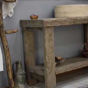 Bathroom Sink Vanity Table Medieval Wooden Vanity Handmade Reclaimed ...