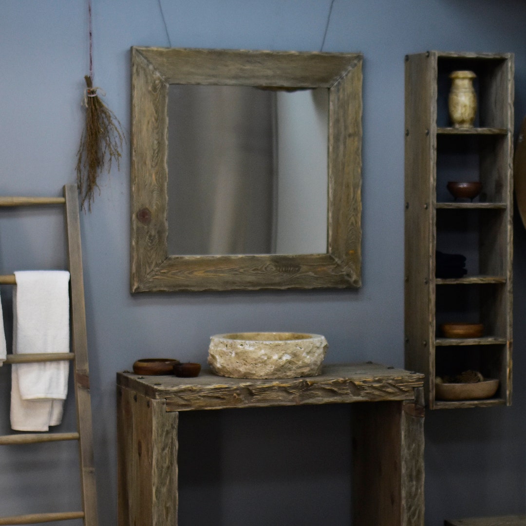 Rustic Mirror, Wooden Mirror, Natural Wood Mirror, Farmhouse Mirror ...