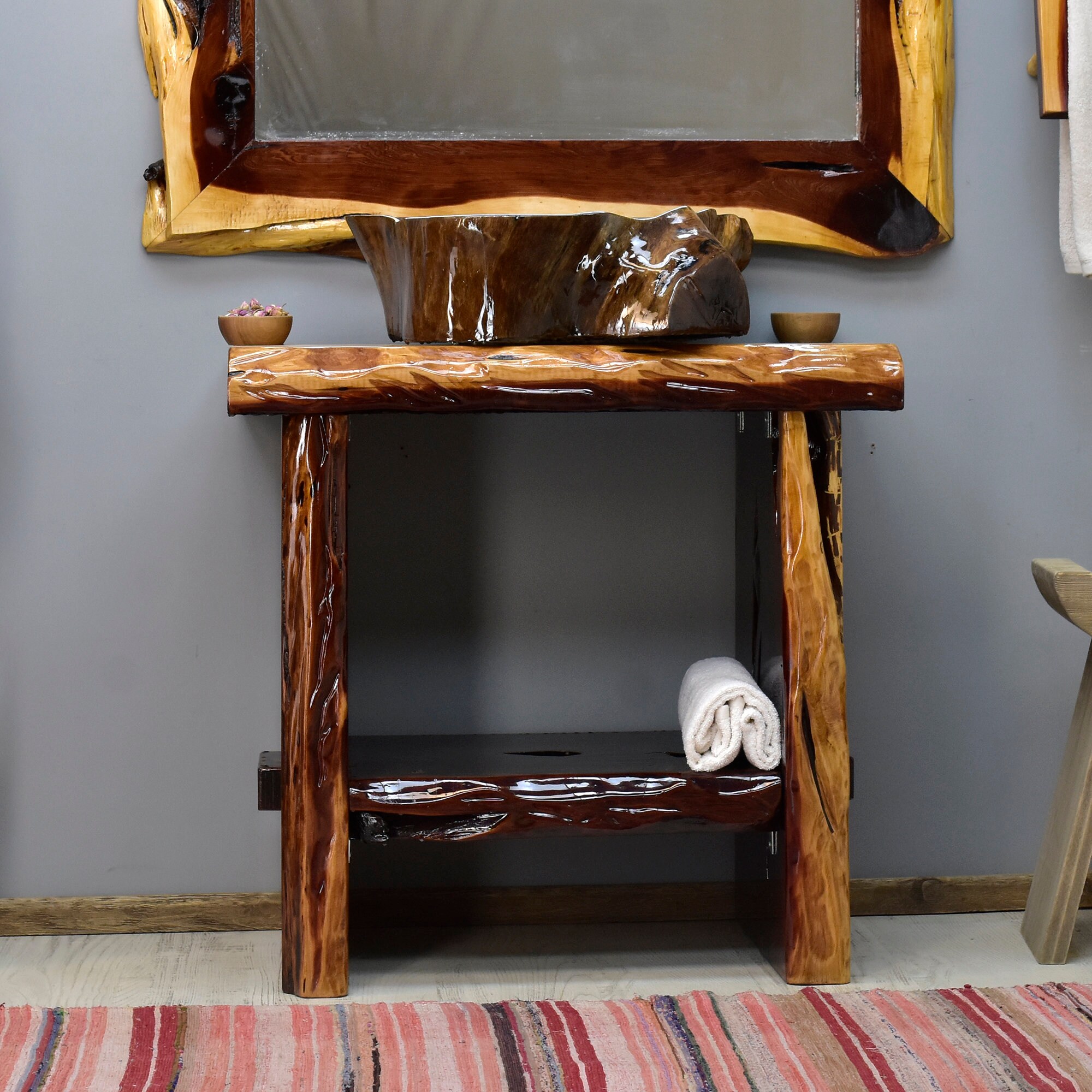 Rustic Bathroom Sink Vanity Reclaimed Wood Live Edge Vanities - Etsy