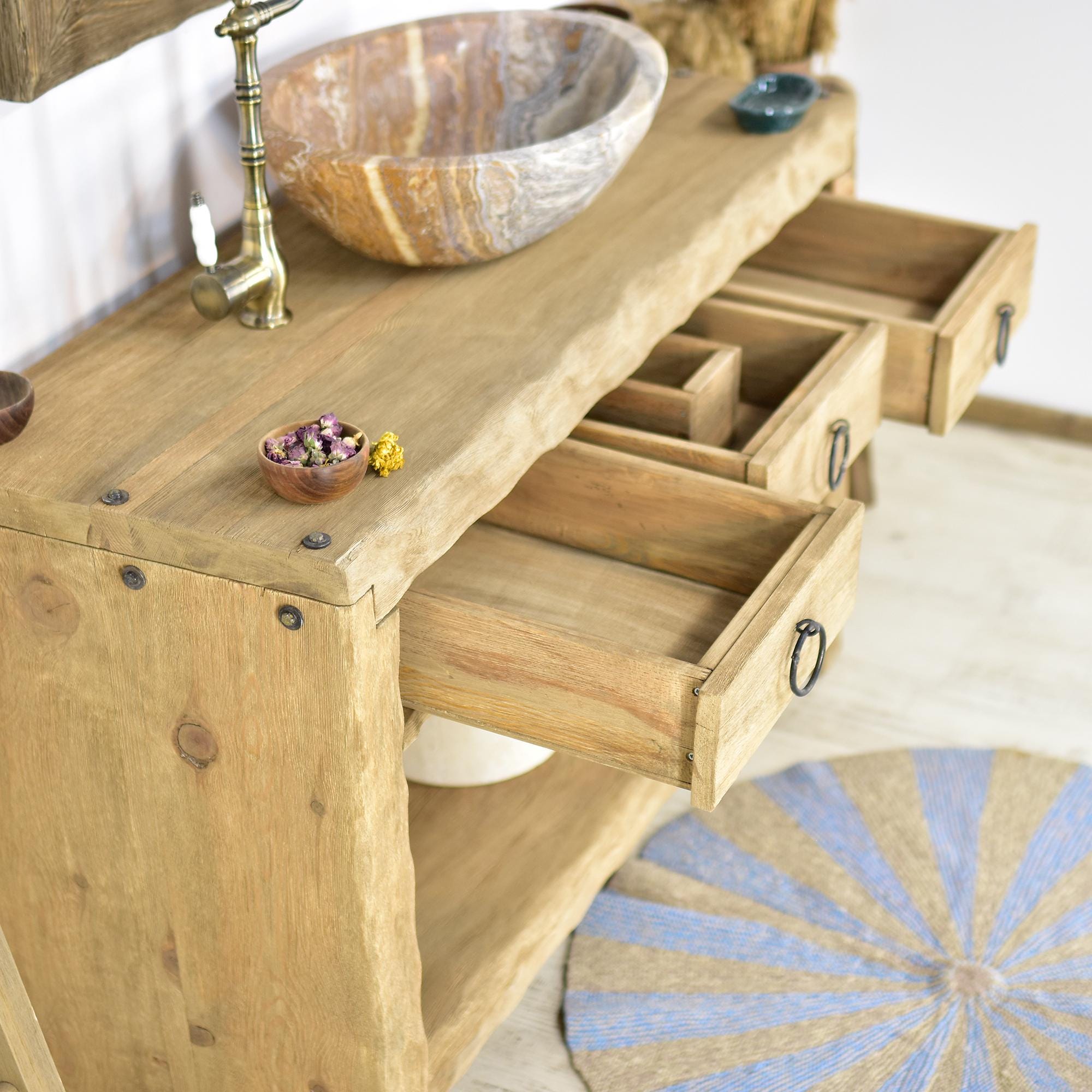 Bathroom Sink Vanity Makeup Table Handmade Rustic Wood Reclaimed Wood ...