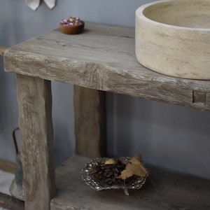 Bathroom Sink Vanity Table Medieval Wooden Vanity Handmade Reclaimed ...