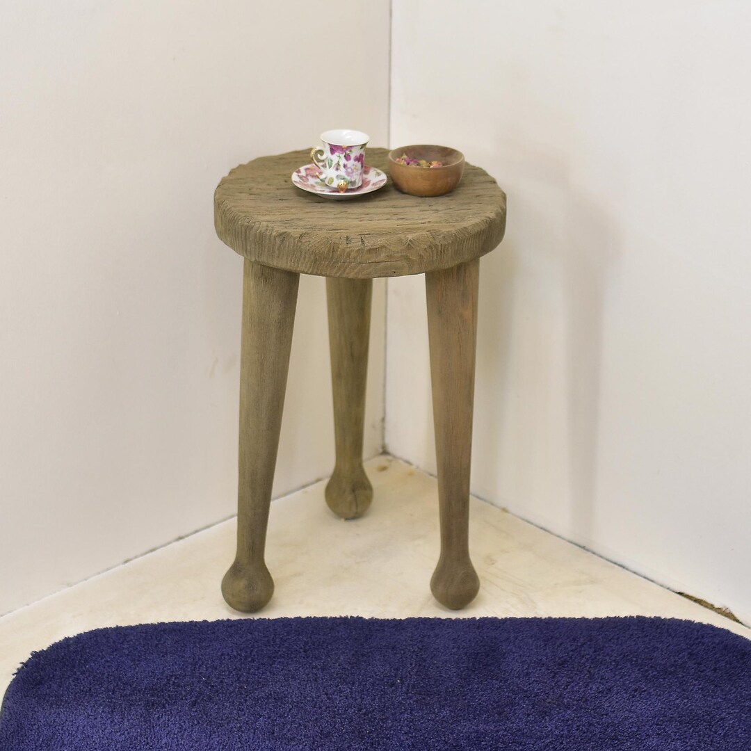 Handmade Rustic Round Wood Stool, Live Edge Side Table - Etsy