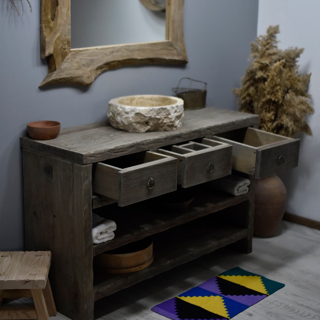 Bathroom Sink Vanity Table Vanity Handmade Wood, Reclaimed Wood Live ...