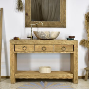 Bathroom Sink Vanity Makeup Table Handmade Rustic Wood Reclaimed Wood ...