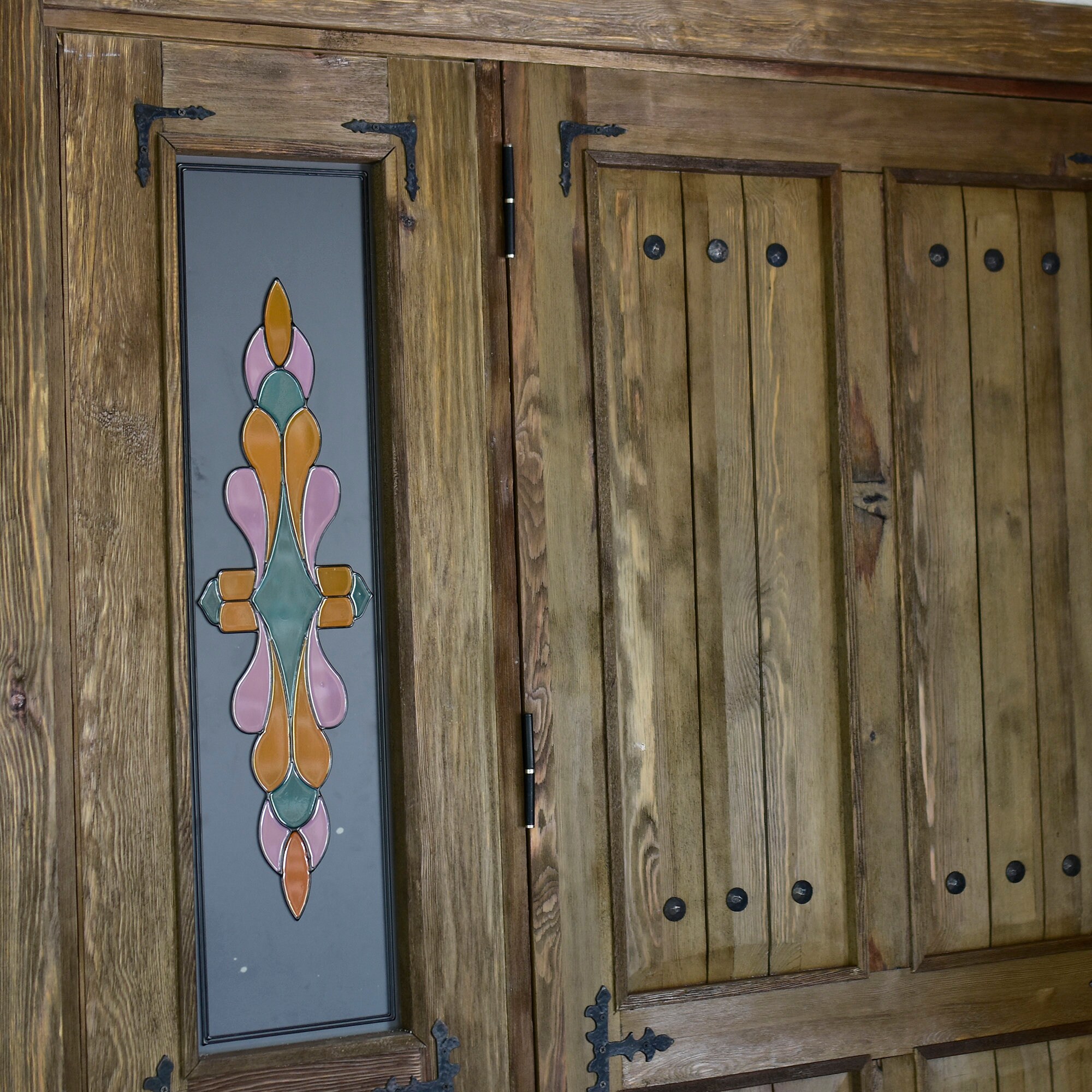 Wooden Rustic Door Farmhouse Entrance Glass Door Naturally Weathered ...