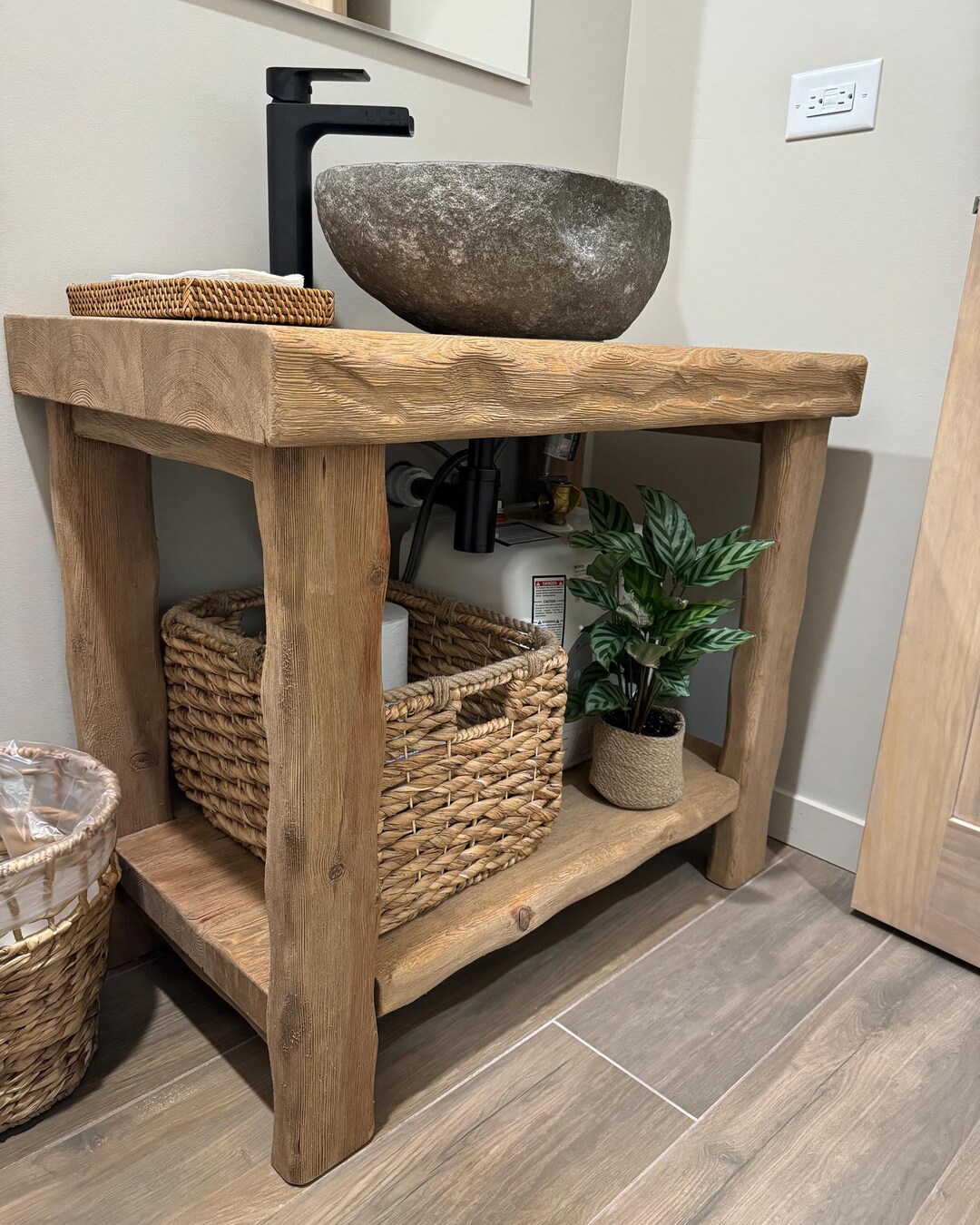 Bathroom Sink Vanity Table Medieval Wooden Vanity Handmade Reclaimed ...