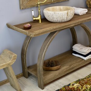 Bathroom Sink Vanity Table Medieval Wooden Vanity Handmade Reclaimed ...