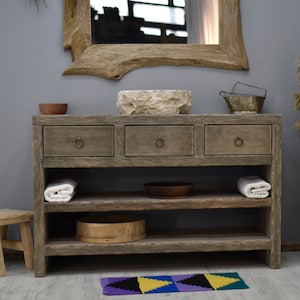 Bathroom Sink Vanity Table Vanity Handmade Wood, Reclaimed Wood Live ...