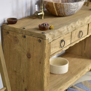 Bathroom Sink Vanity Makeup Table Handmade Rustic Wood Reclaimed Wood ...