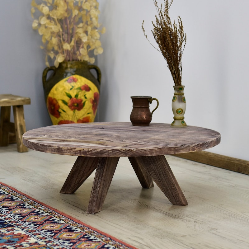 Round Wood Coffee Table - Etsy