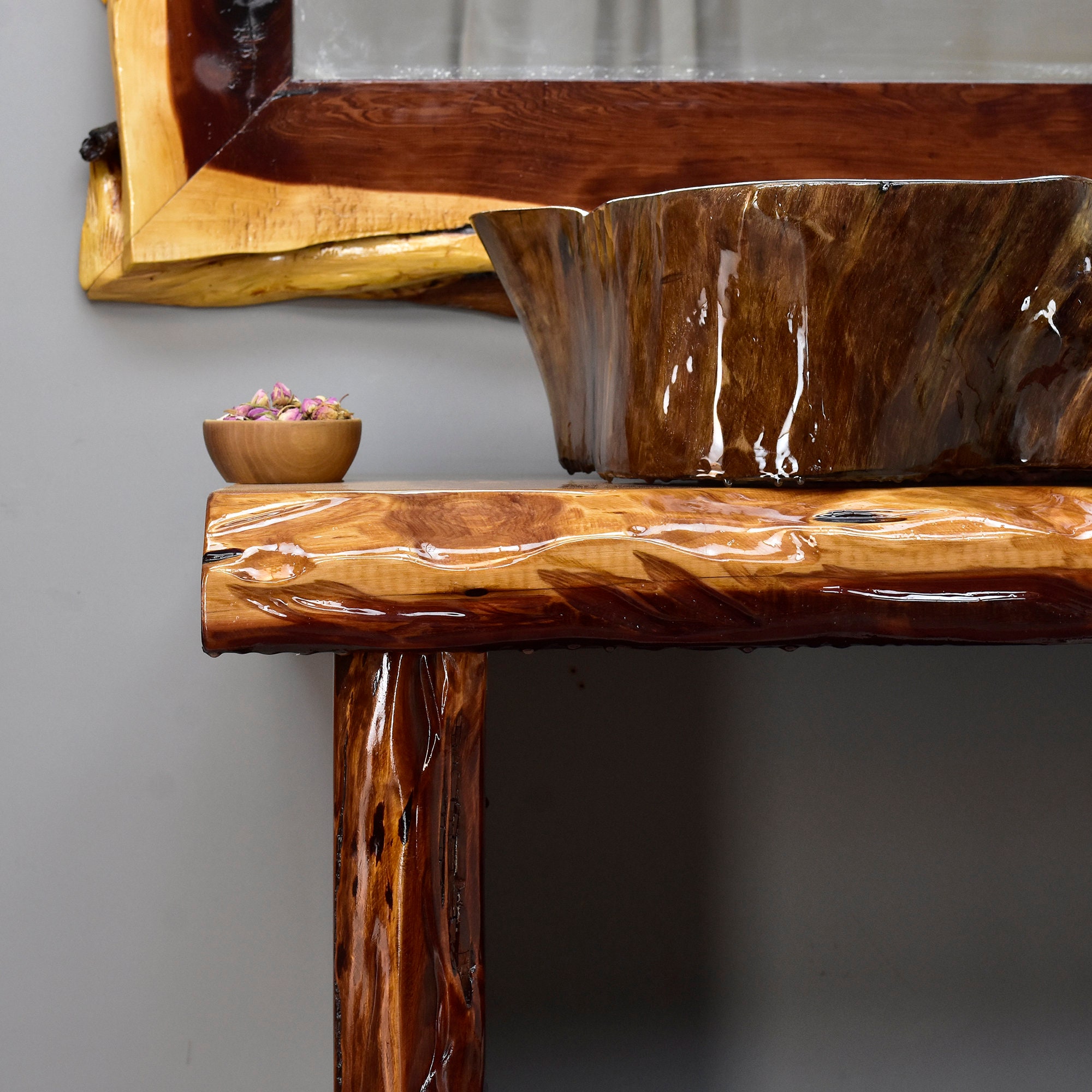 Rustic Bathroom Sink Vanity Reclaimed Wood Live Edge Vanities - Etsy