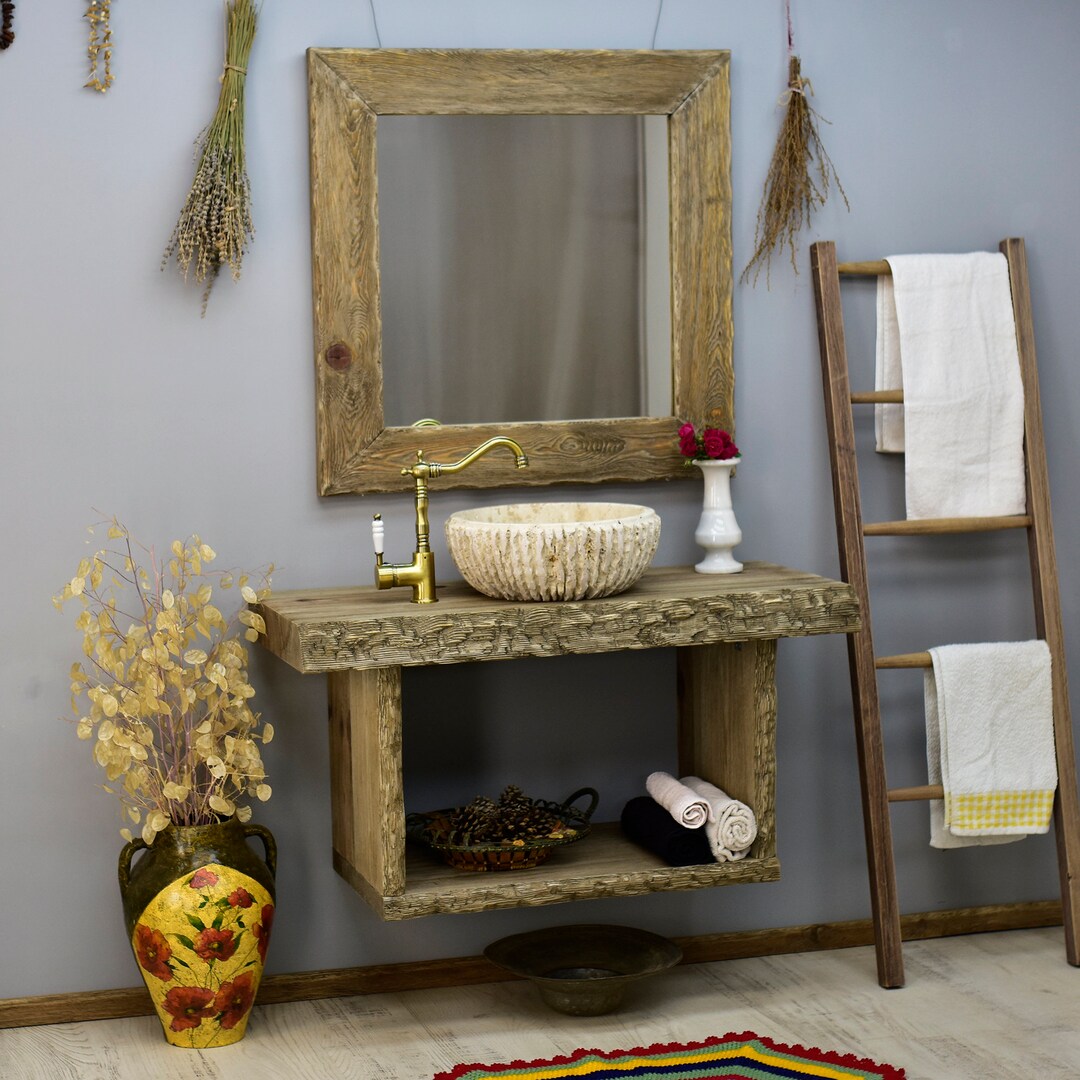 Bathroom Sink Table Vanity Handmade Reclaimed Wood Medieval Wood Live ...