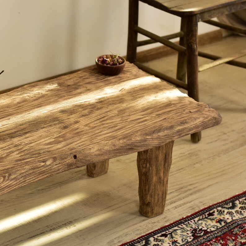 Rustic Coffee Table Handmade for Living Room Live Edge Side Table Wood Rustic Mid Century ...