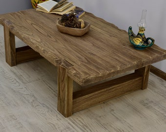 Coffee Table Rustic for Living Room Live Edge Side Table Wooden Rustic ...