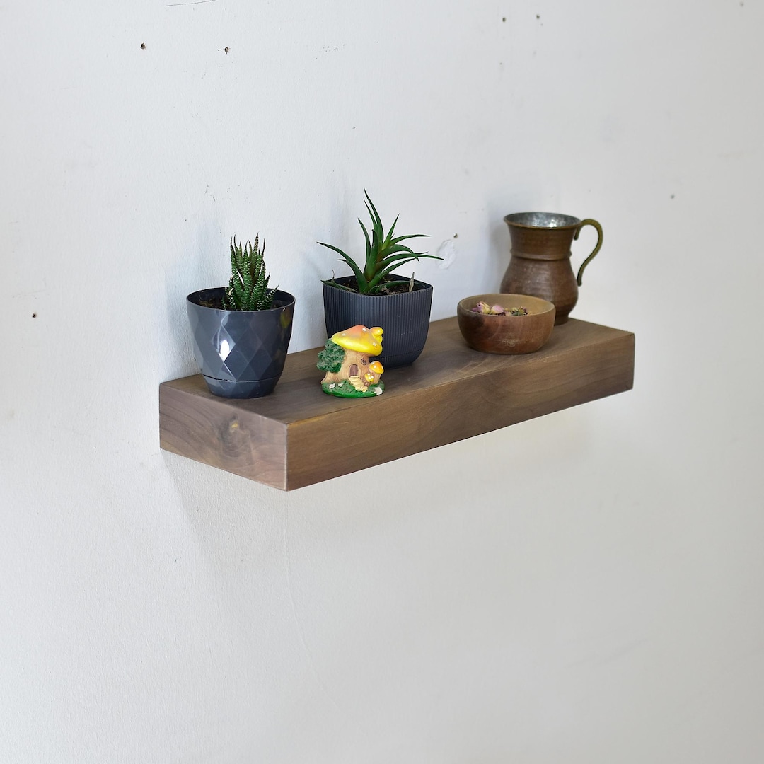 Shelf Flying Floating Wood Live Edge Reclaimed Wood Rustic Midcentury ...