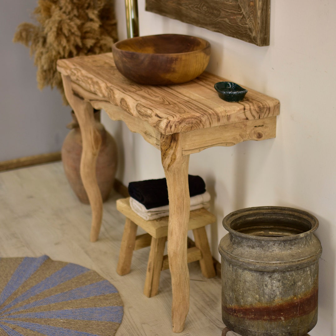 Rustic Bathroom Sink Vanity Handmade Chestnut Wood Live Edge Vanities ...