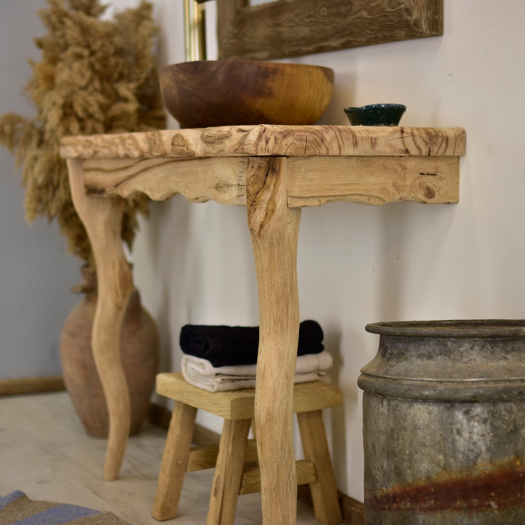Rustic Bathroom Sink Vanity Handmade Chestnut Wood Live Edge Vanities ...