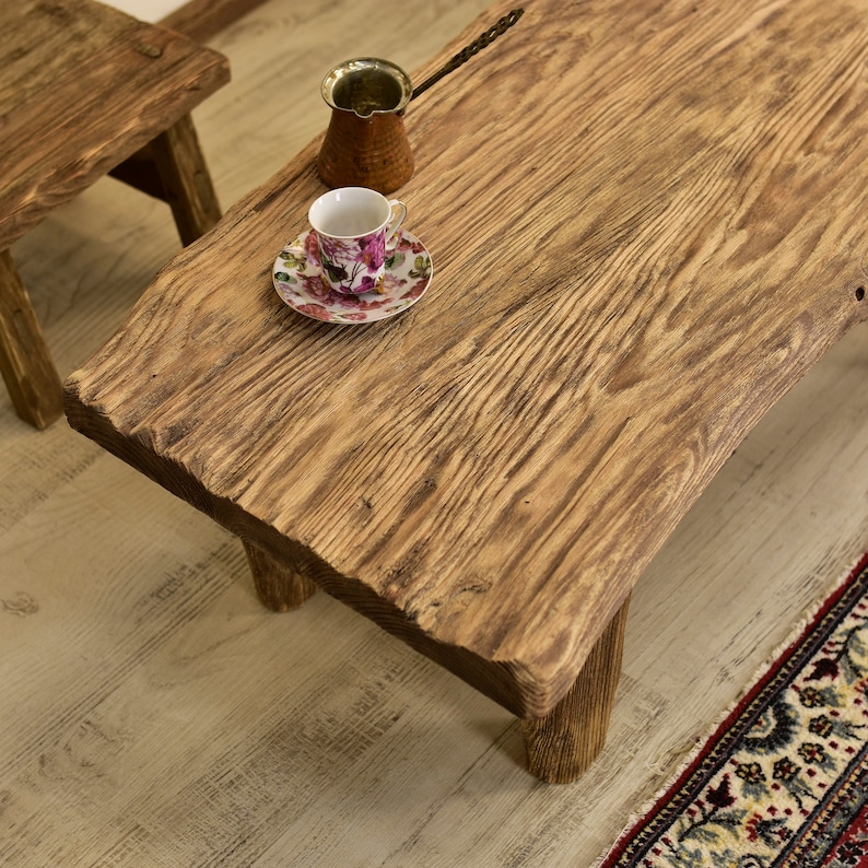 Rustic Coffee Table Handmade for Living Room Live Edge Side Table Wood Rustic Mid Century ...