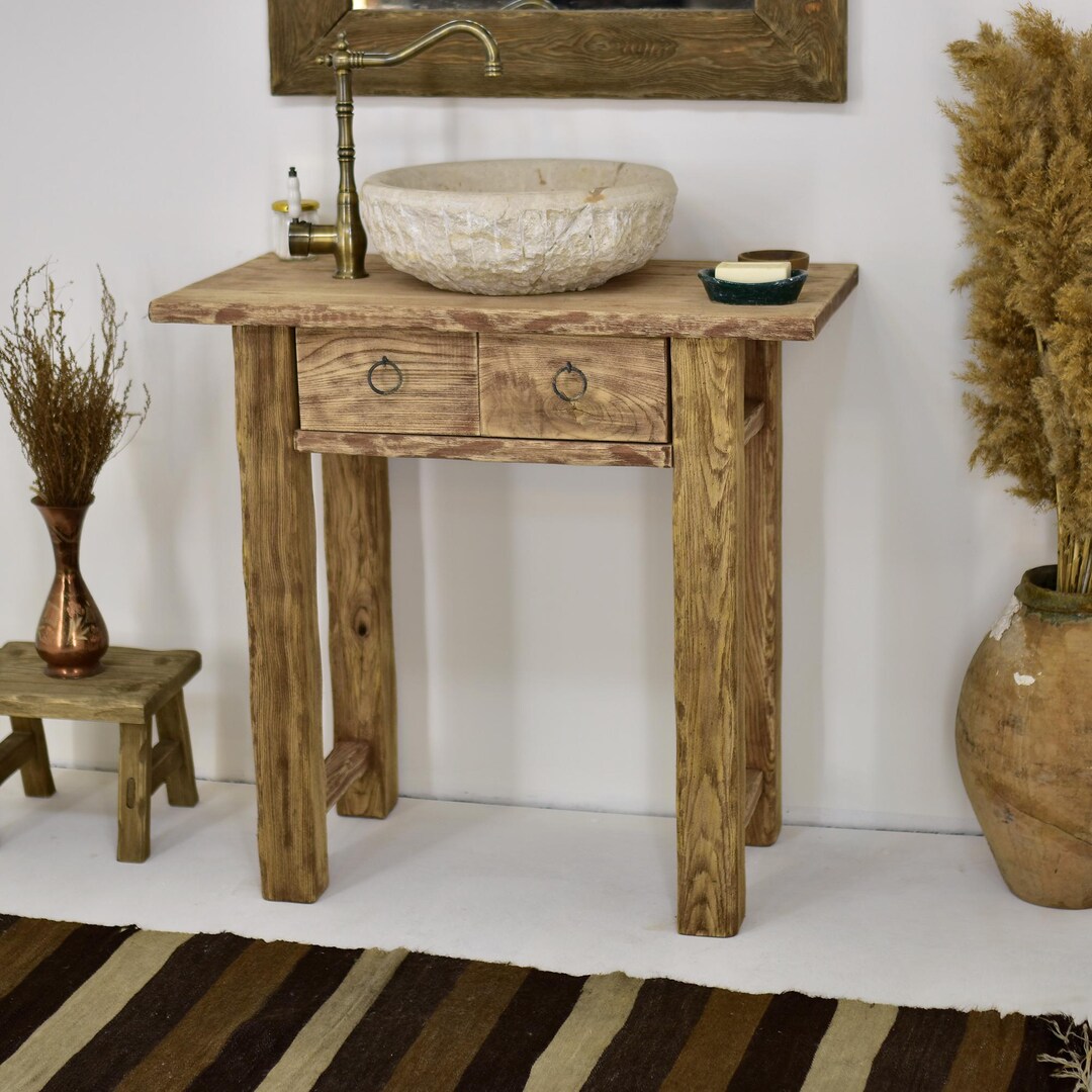 Bathroom Sink With Drawers, Medieval Sink, Handmade Recycled Vintage ...