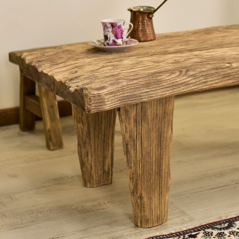 Rustic Coffee Table Handmade for Living Room Live Edge Side Table Wood Rustic Mid Century ...