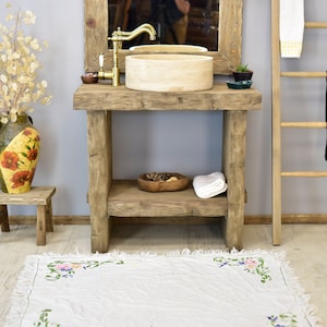 Bathroom Sink Vanity Table Medieval Wooden Vanity Handmade Reclaimed ...