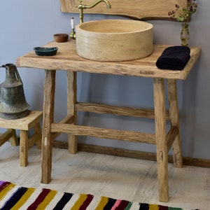 Bathroom Sink Vanity Table Vanity Handmade Wood, Reclaimed Live Edge ...