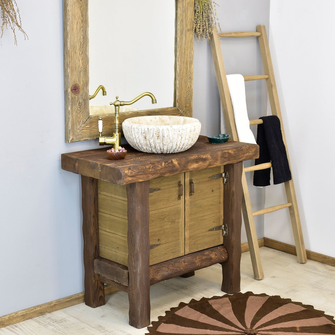 Vanity Bathroom Sink Vanity Handmade Reclaimed Wood Live Edge Vanities ...