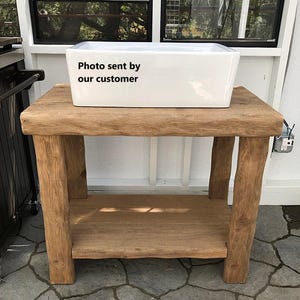 Bathroom Sink Vanity Table Medieval Wooden Vanity Handmade Reclaimed ...